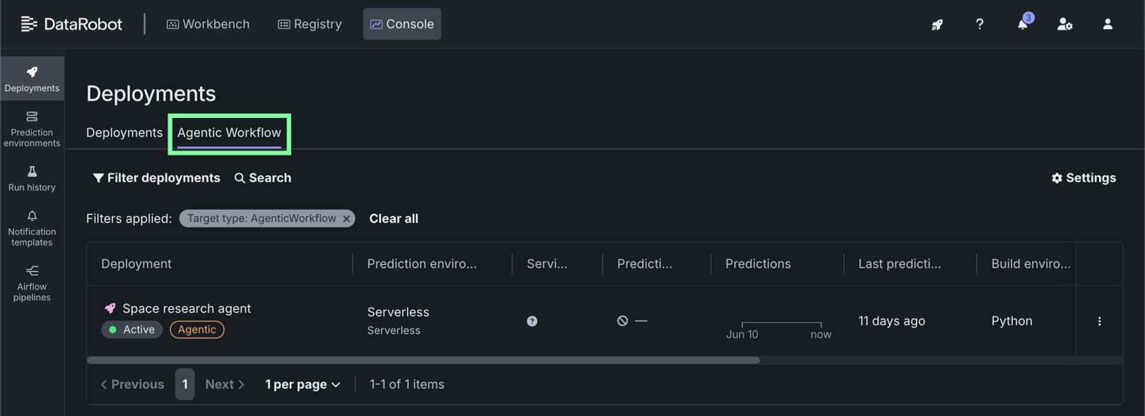 Deployments dashboard: DataRobot docs