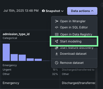 Predictive model building walkthrough: DataRobot docs